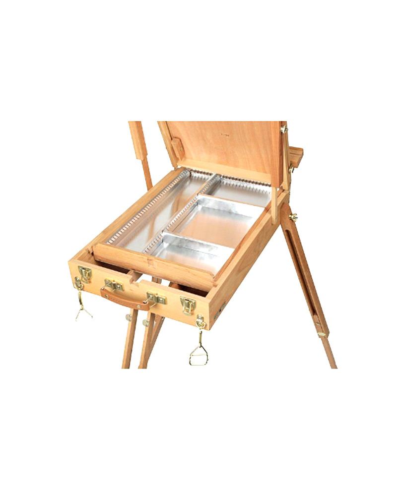 Large Outdoor Easel Box crafted in oiled Elmwood with a carrying case.